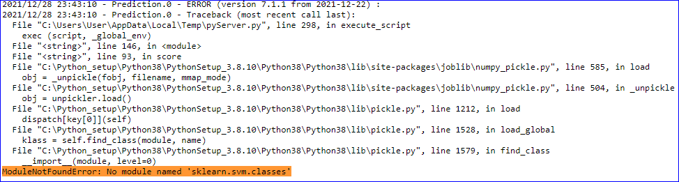 ModuleNotFoundError: No module named 'sklearn.svm.classes' ModuleNotFoundError: No module named 'sklearn.svm.classes'